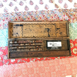 Antique Wood Letter Stamps, Wood Box, Sign Marker, Ruler, Office Decor ...