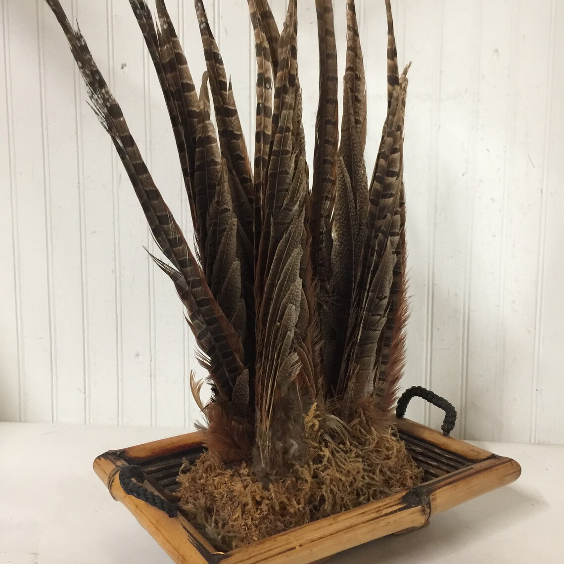 Vintage Feather Sculpture, Danish Modern Decor, Pheasant Feathers ...