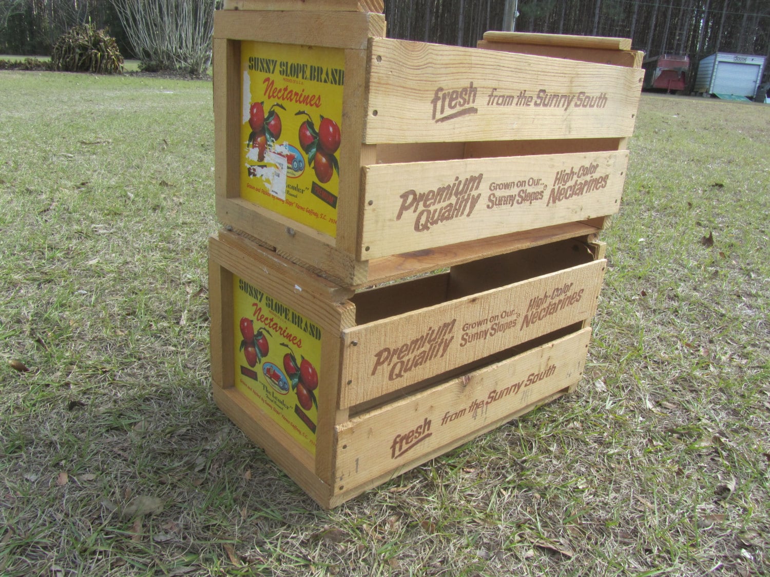 Wood crate wood box farmhouse decor rustic modern fruit | Etsy