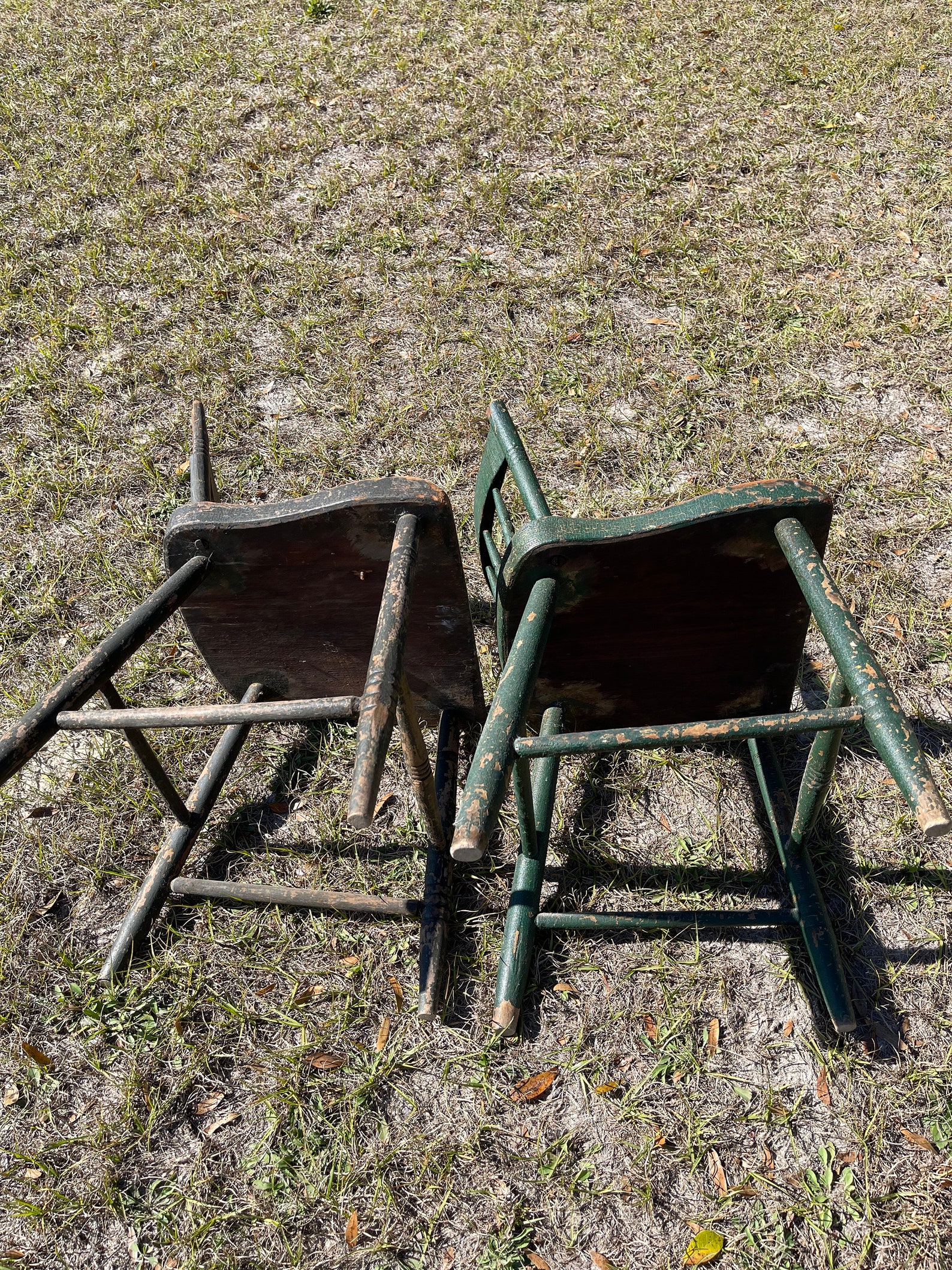 Antique Short Back Chairs Primitive Chairs Pair of Wood | Etsy