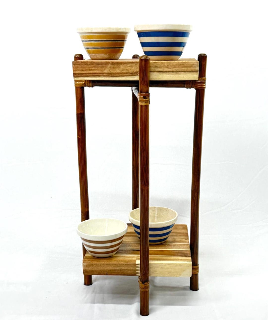 Folding Bamboo Table, Plant Stand, Bamboo Rattan Table, Wicker Table ...