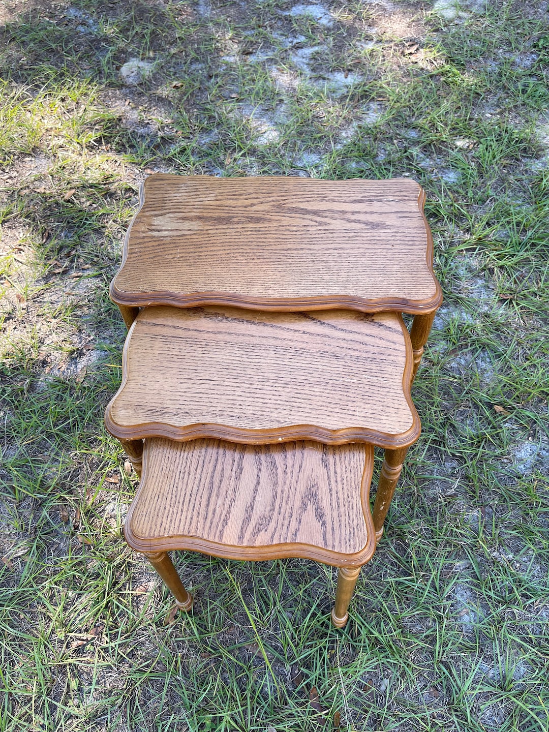 Vintage Nesting Tables, Stack Tables, End Table, Wood Side Table, Solid ...