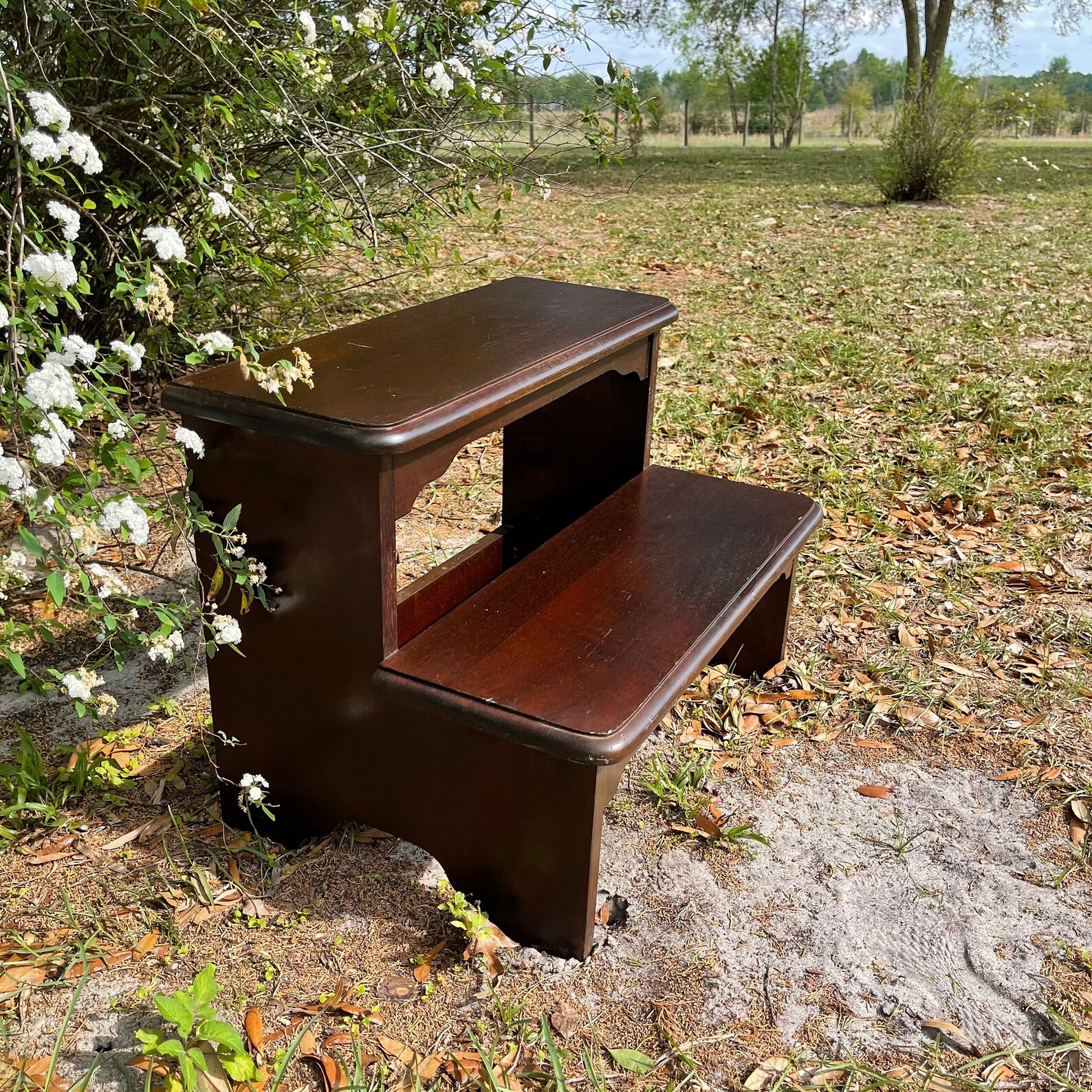 Vintage Wood Bed Steps Step Stool Pet Steps Solid Wood - Etsy