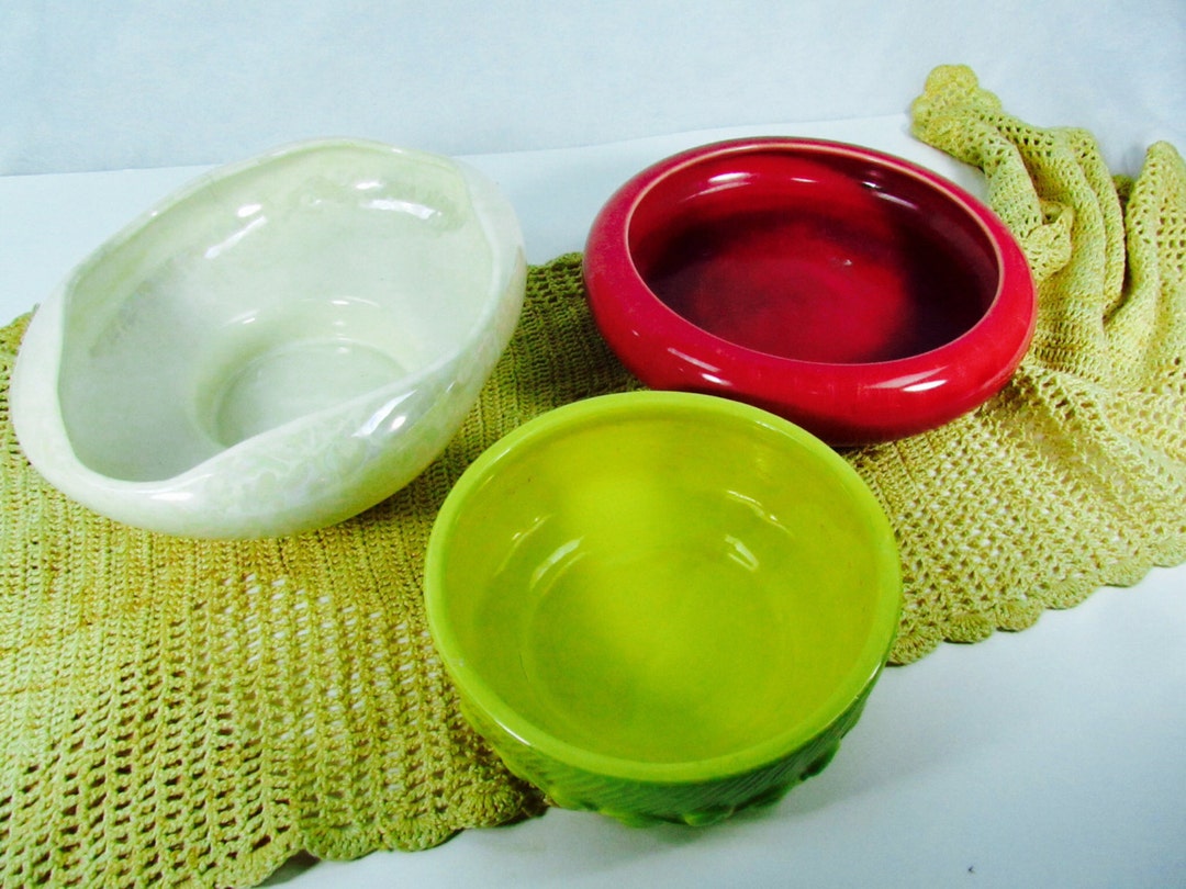 MCCOY POTTERY COLLECTION, Art Deco,ceramic Bowl,yellow,pink,white, - Etsy