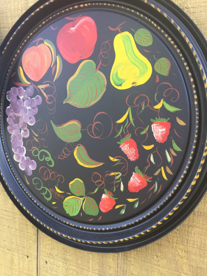 Tole Tray Metal Tray Hand Painted Tray Vintage Tray - Etsy