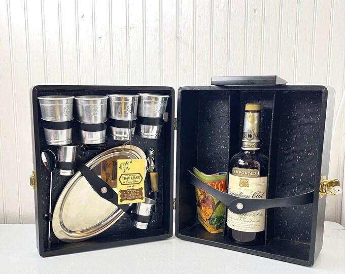 TRAVEL BAR SET, Leather Bar Case, Wine Box,bar Set, Vintage Portable ...