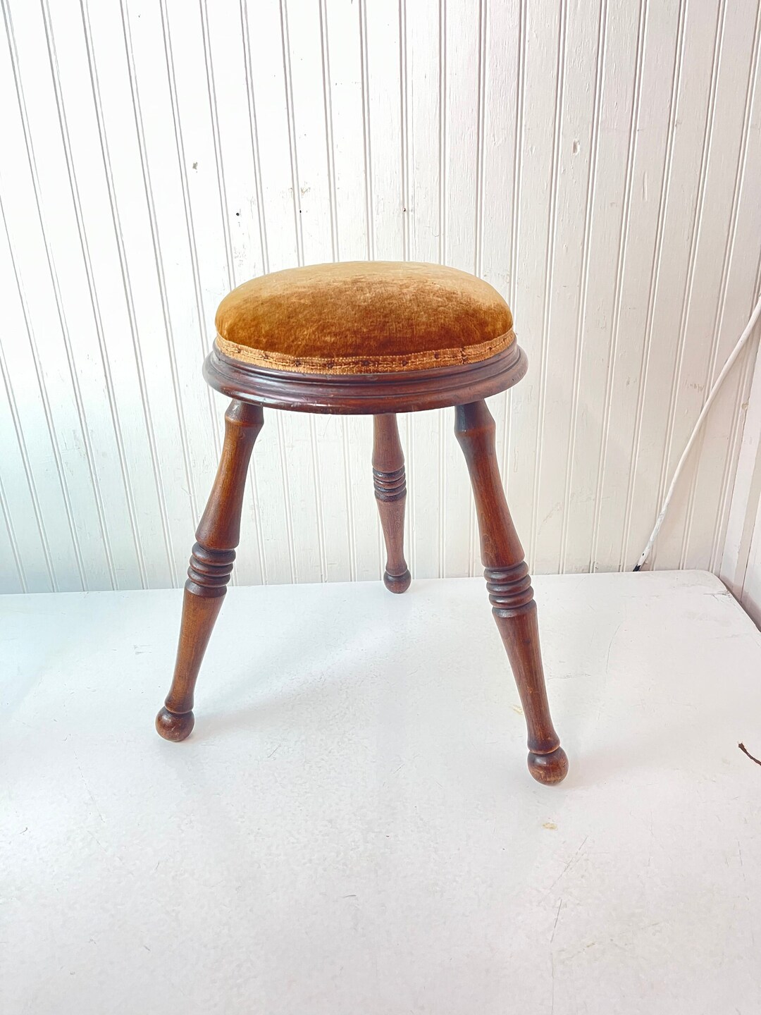 Antique Round Stool,foot Stool, Pin Cushion Style Stool, Upholstered ...