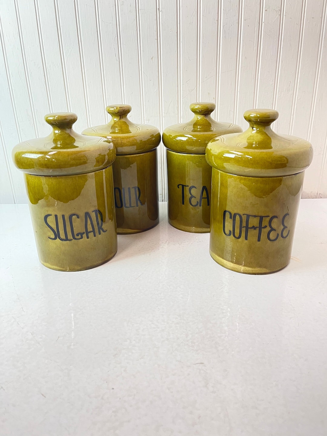 Mushroom Canister, Mid Century Canister Set, Retro Canisters ,green ...