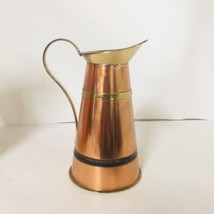 COPPER PITCHER, Set of 2 Vintage Copper Pitchers, Copper and Brass ...
