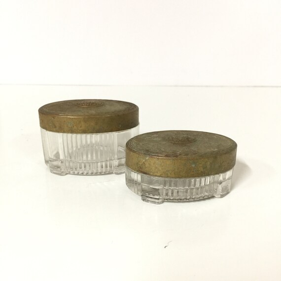 vintage glass powder jar - Gem