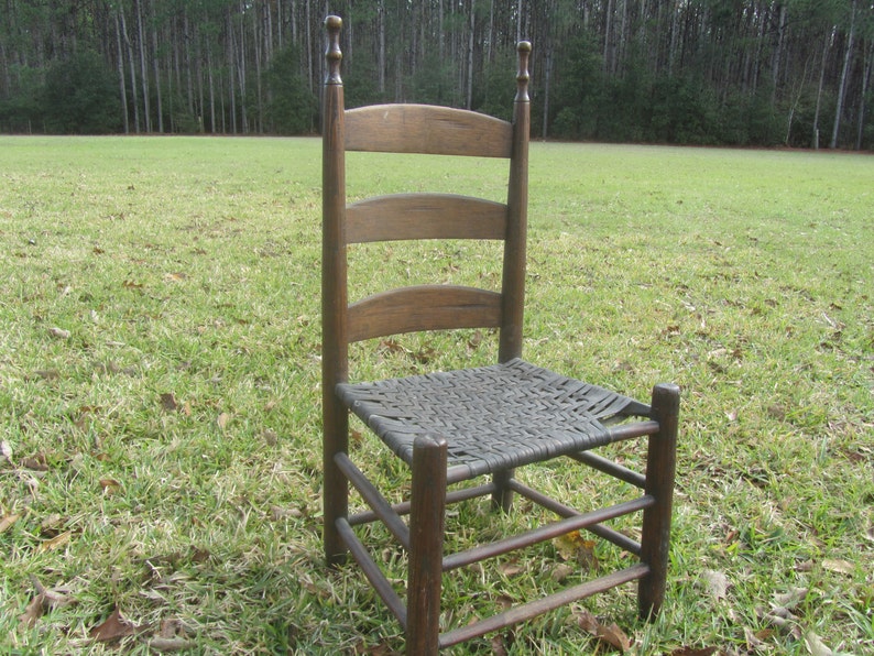 Farmhouse Decor, Wood Chair, Antique Ladder Back,splint Seat Chair ...