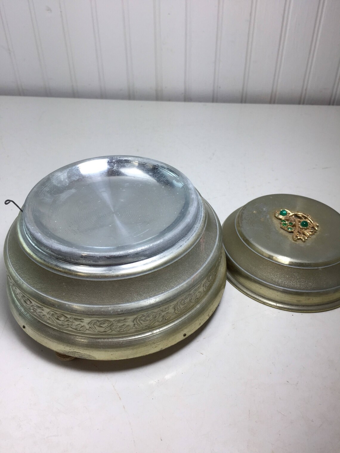Vintage Powder Container, Musical Box, Trinket Box, Vanity Display ...