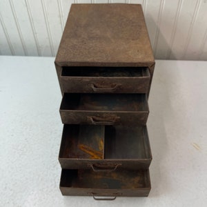 Vintage Metal Drawer, Tool Box, Metal Cabinet, Metal Drawer Box, Four ...