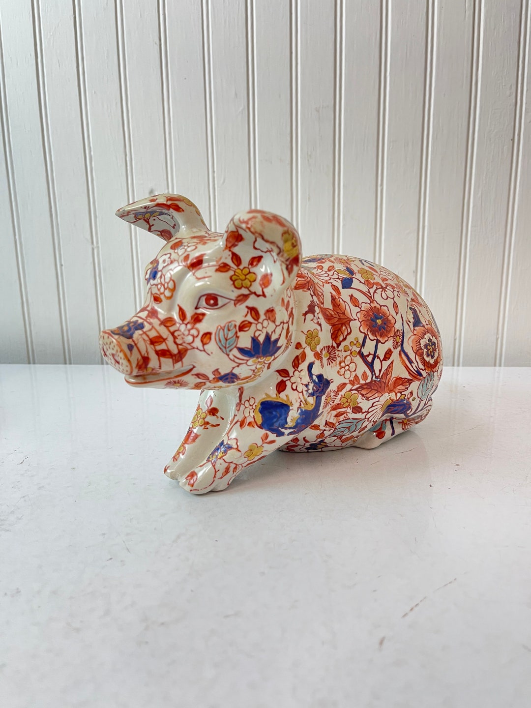 PIG FIGURINES, Ceramic Pig, Porcelain Pig, Whimsical, Nicknack, Imari ...