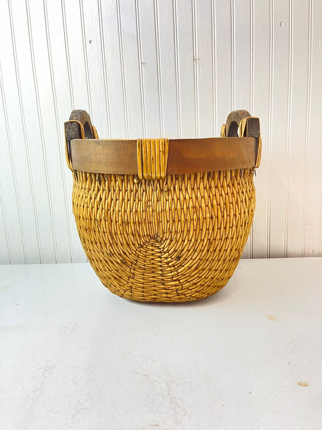 Antique Basket, Wicker Basket, Asian Basket, Large Rice Basket, Modern ...