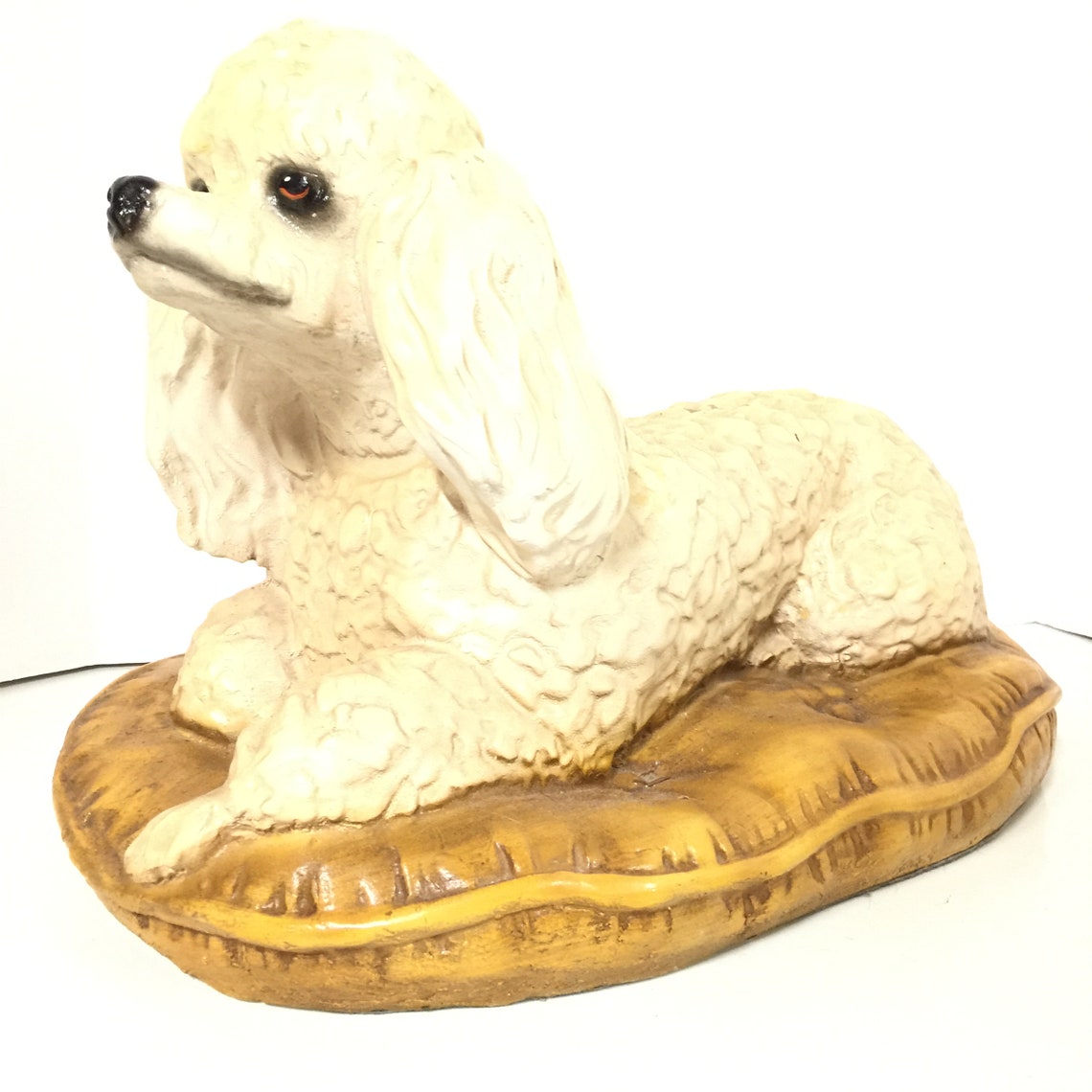 DOG FIGURINE Ceramic Poodle Poodle on Pillow Large Poodle - Etsy