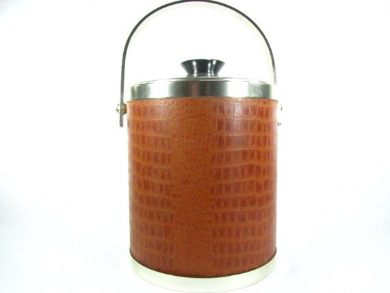 Retro Faux Alligator Leather Ice Bucket Mid Century Ice | Etsy