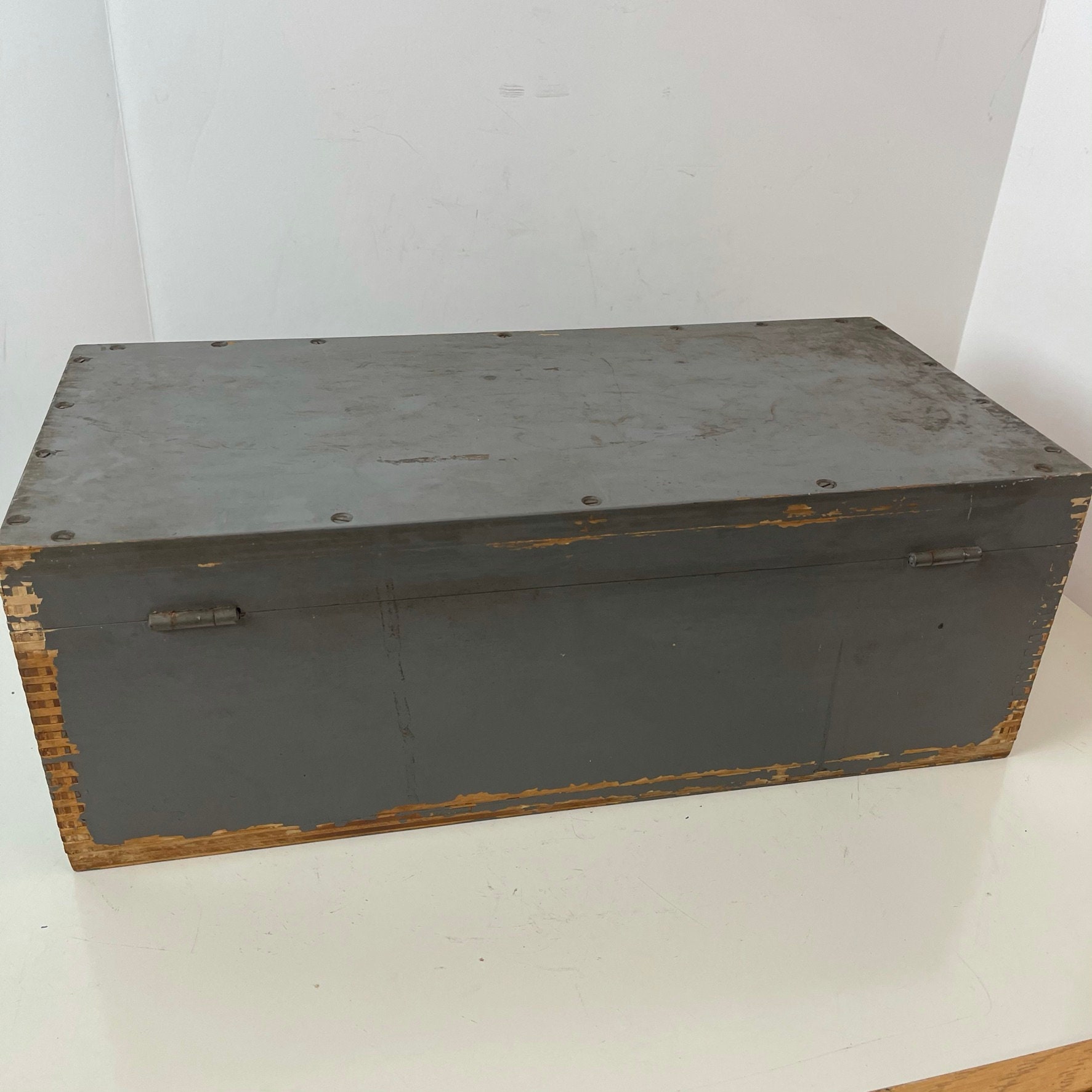 Vintage Carpenters Box Gray Tool Box Finger Joint Corners | Etsy