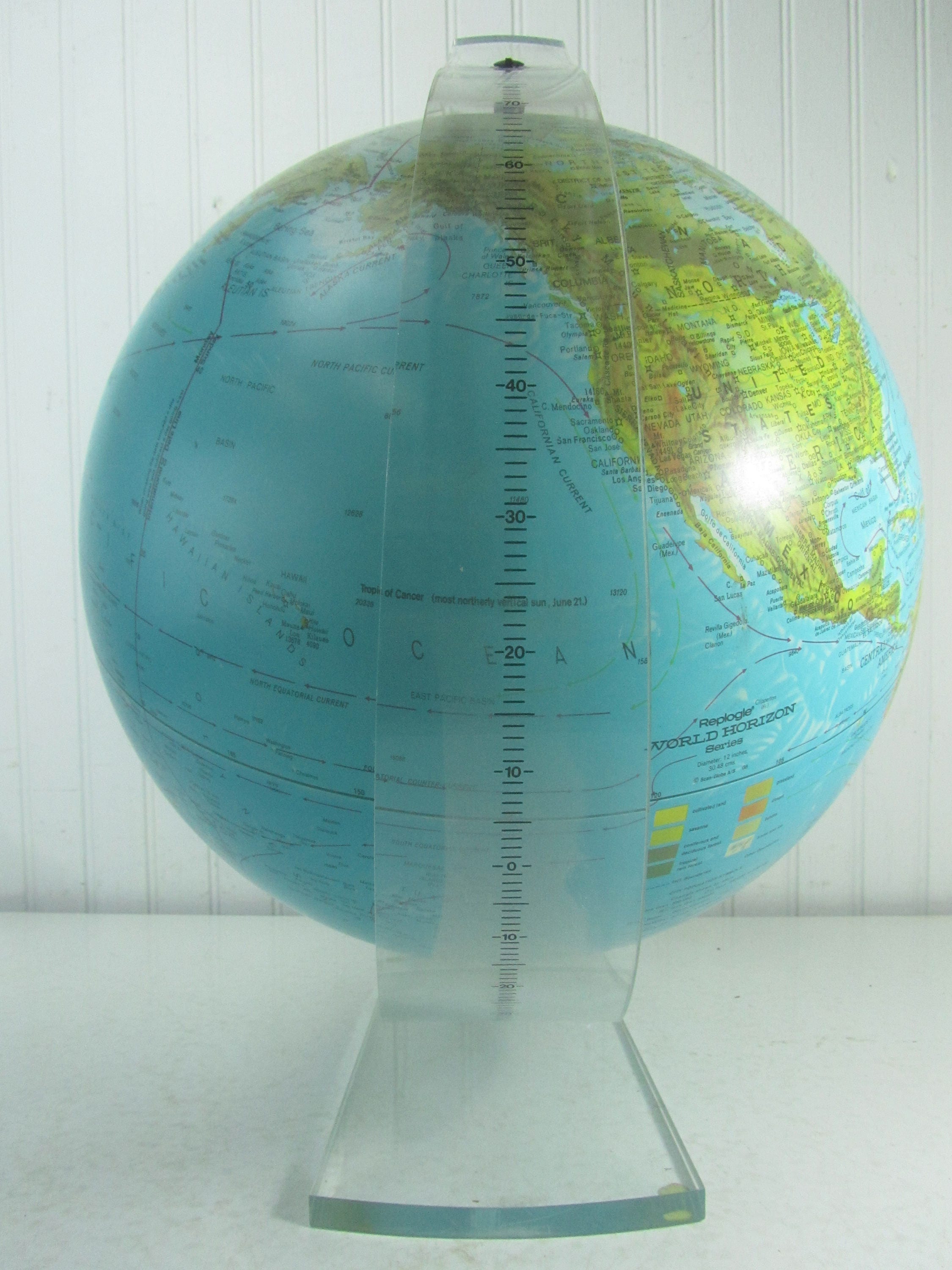 VINTAGE WORLD GLOBE, Globe, World Map, Lucite Stand, Mid Century ...
