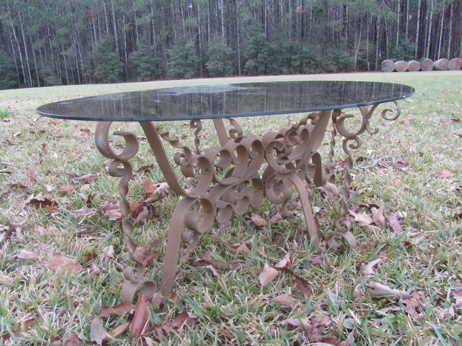 Metal Coffee Table Glass Top Table Gold Table Base Wrought - Etsy