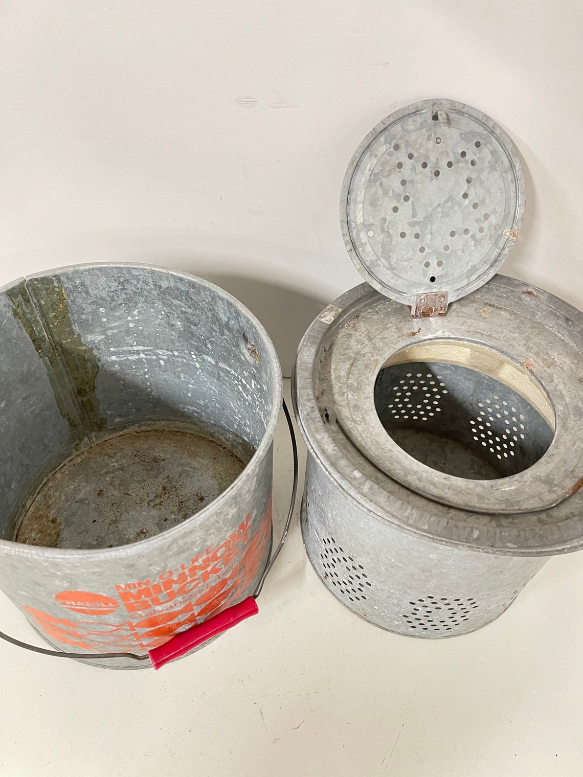 VINTAGE BAIT BUCKET Minnow Bucket Frabills Min O Life | Etsy