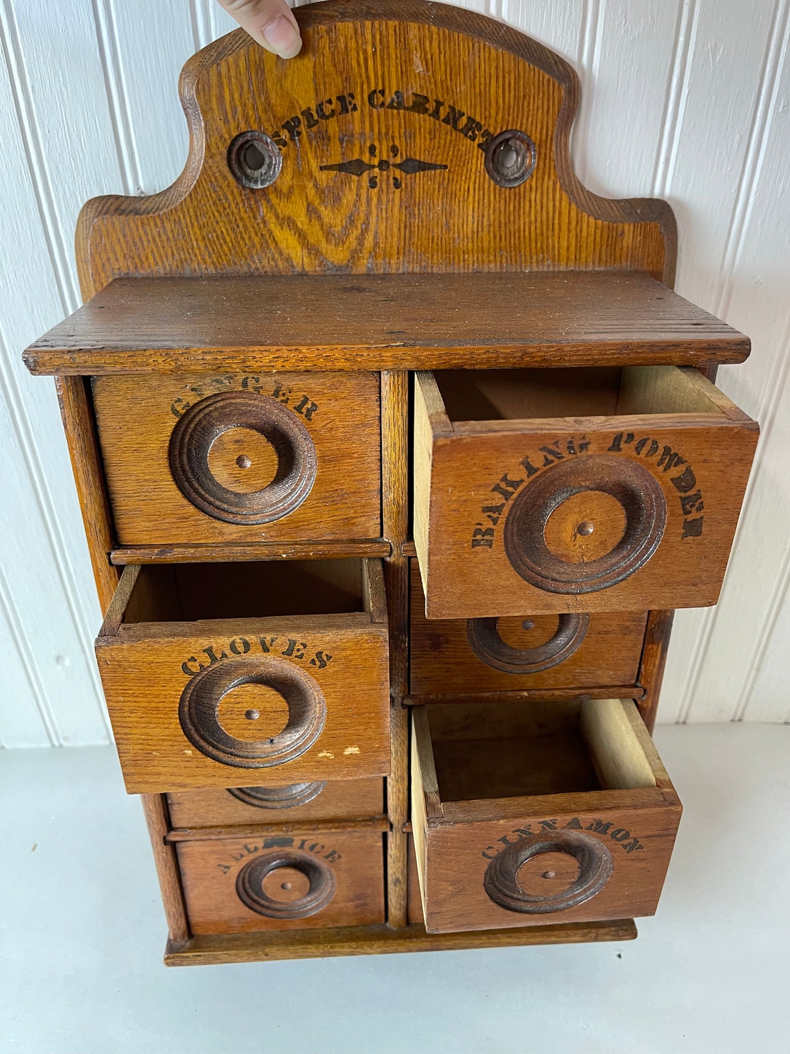 Antique Spice Cabinet, Wood Wall Cabinet, Spice Drawer, Vintage Spice ...