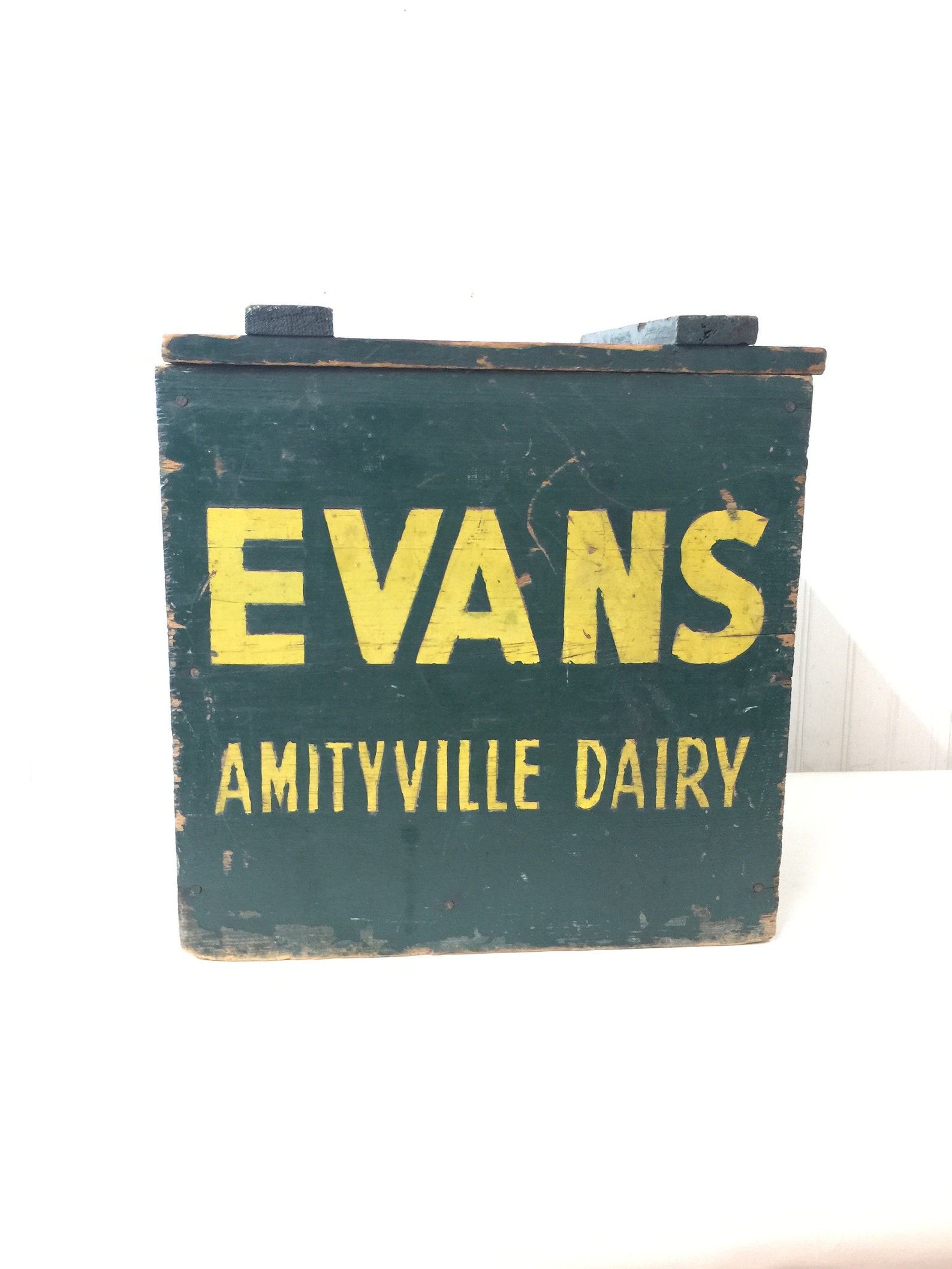 Vintage Milk Box, Milk Box, Wood Milk Box, Evans Amityville Dairy ...