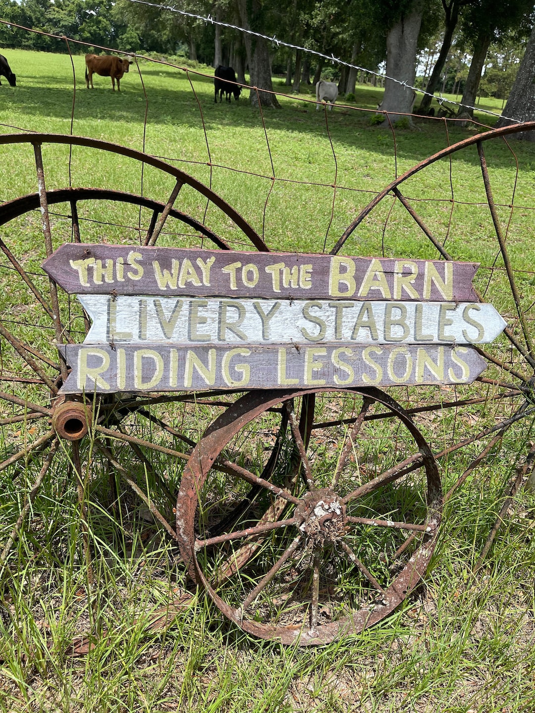 Vintage Sign, Farmhouse Decor, This Way to the Barn, Livery Stables ...