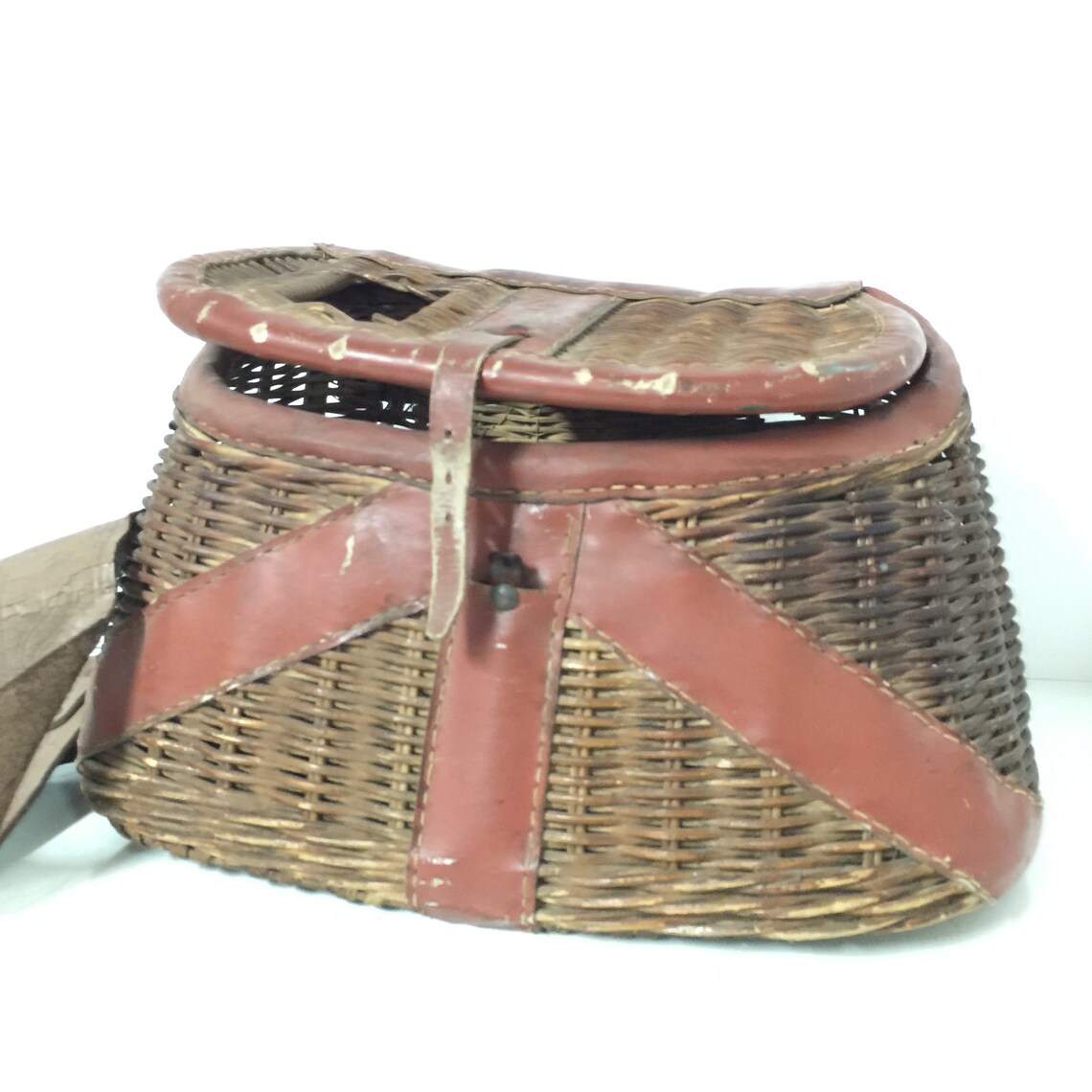 Antique creel basket vintage fishing basket1930s decorfly | Etsy