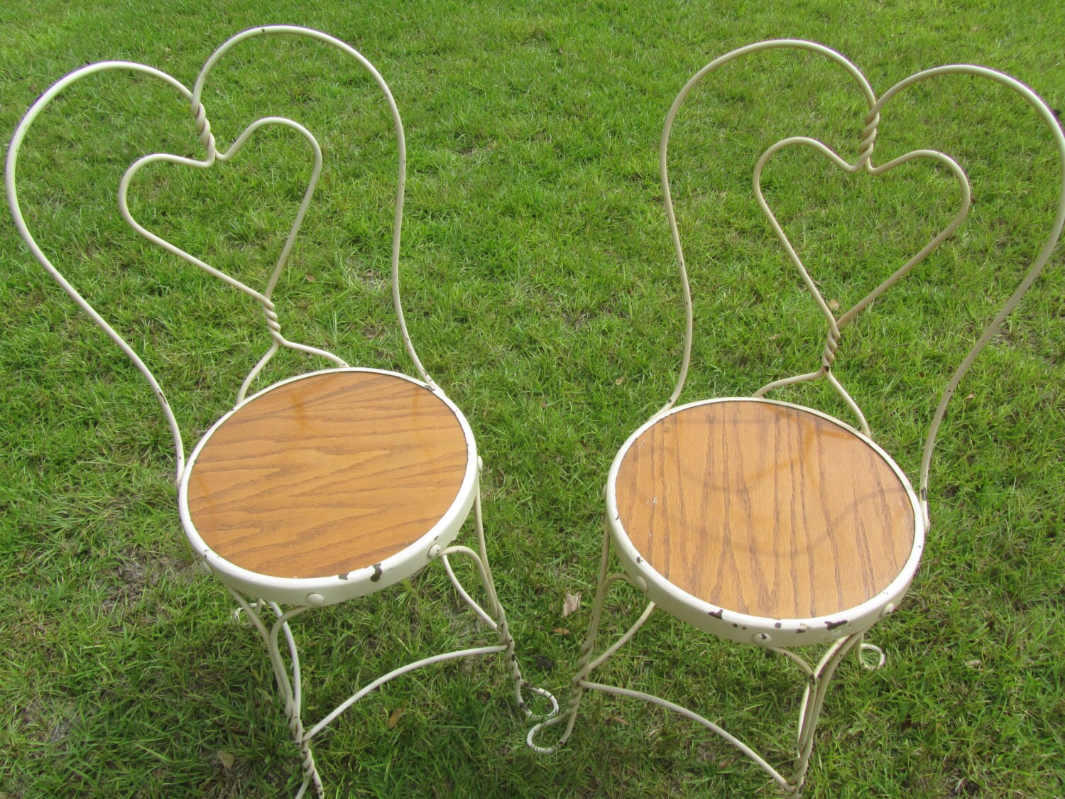 Antique Chair Vintage Bistro Chair Heart Wrought Iron - Etsy