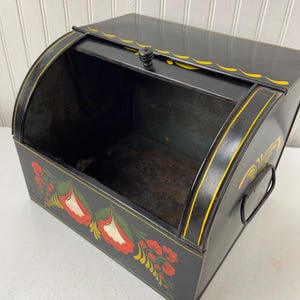 VINTAGE TOLE BREAD Box, Tole Metal Box, Mid Century Metal Box ...