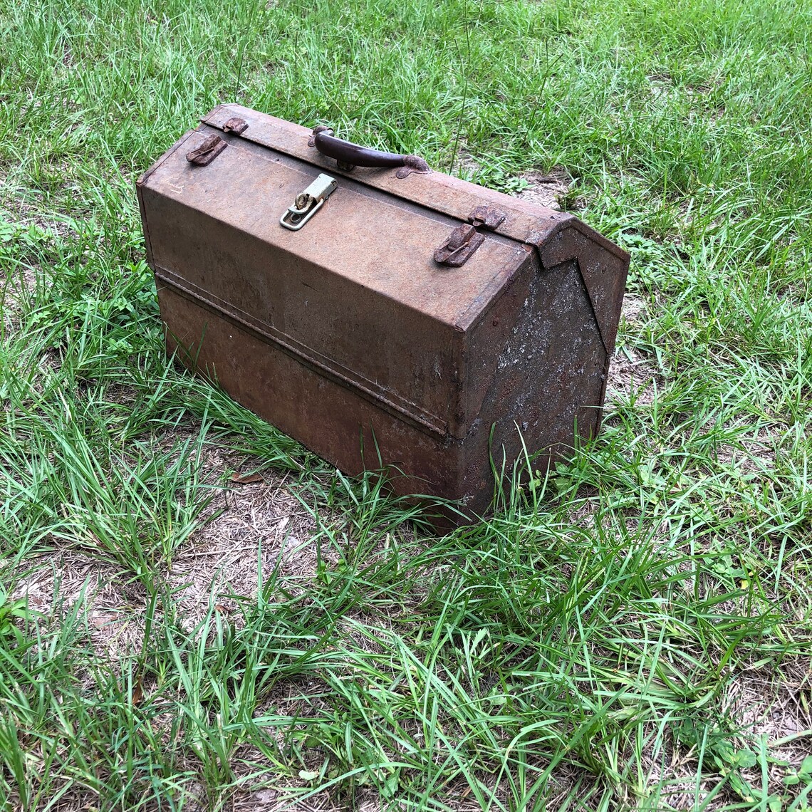 Vintage metal tool box toolbox Gray metal box metal | Etsy