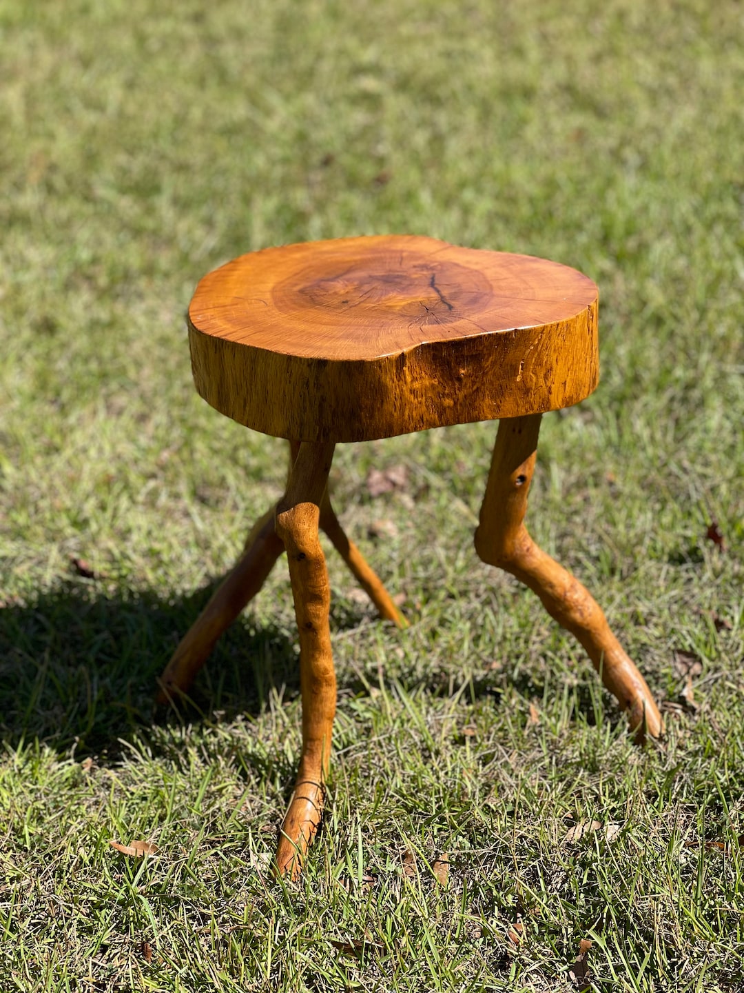 Solid Wood Slab Side Table, Wood End Table, Plant Stand, Oak Table ...