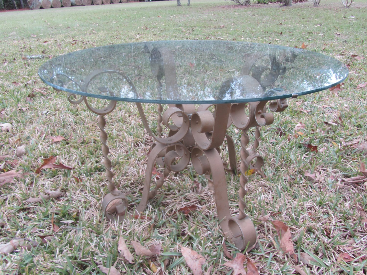 Metal End Table glass top table Aluminum Table Base round | Etsy