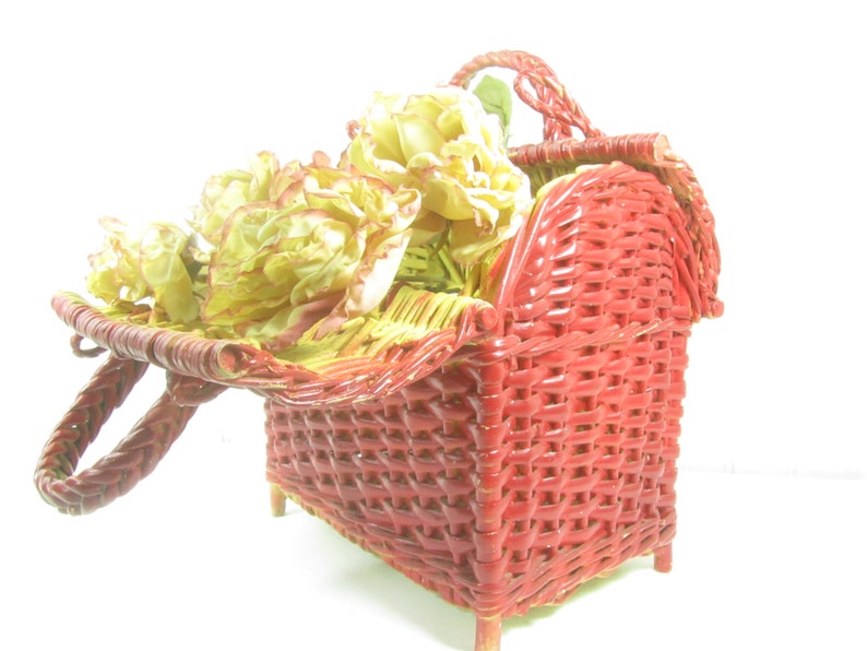 Vintage Purse, Wicker Purse, Straw Purse, Hand Bag, Red Purse, Purse ...