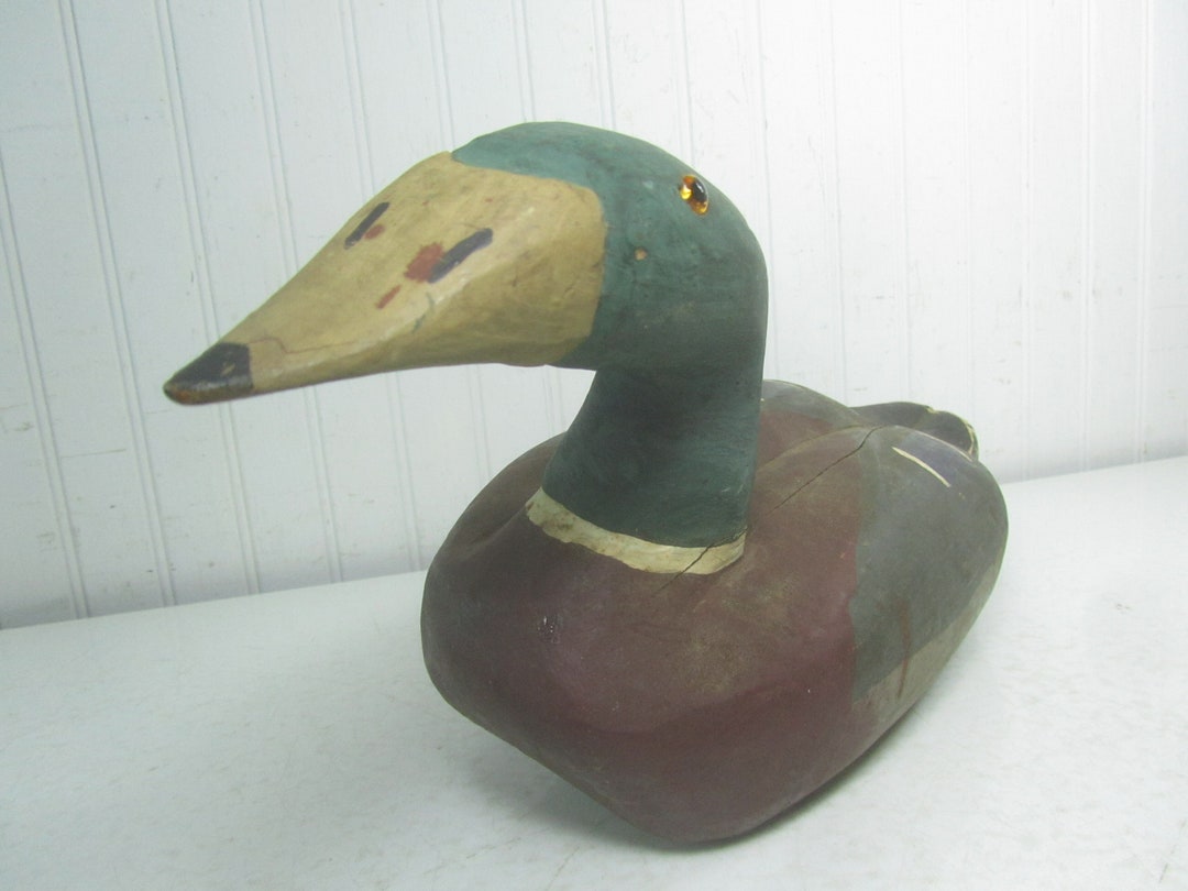Vintage Duck Decoy, Wood Duck, Duck Hunter, Glass Eye, Cabin, Farmhouse ...