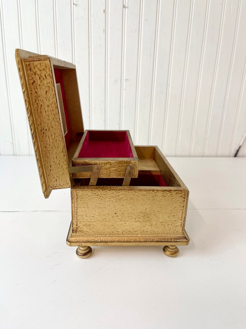 Florentine Jewelry Box Music Box Vintage Gold Wood - Etsy
