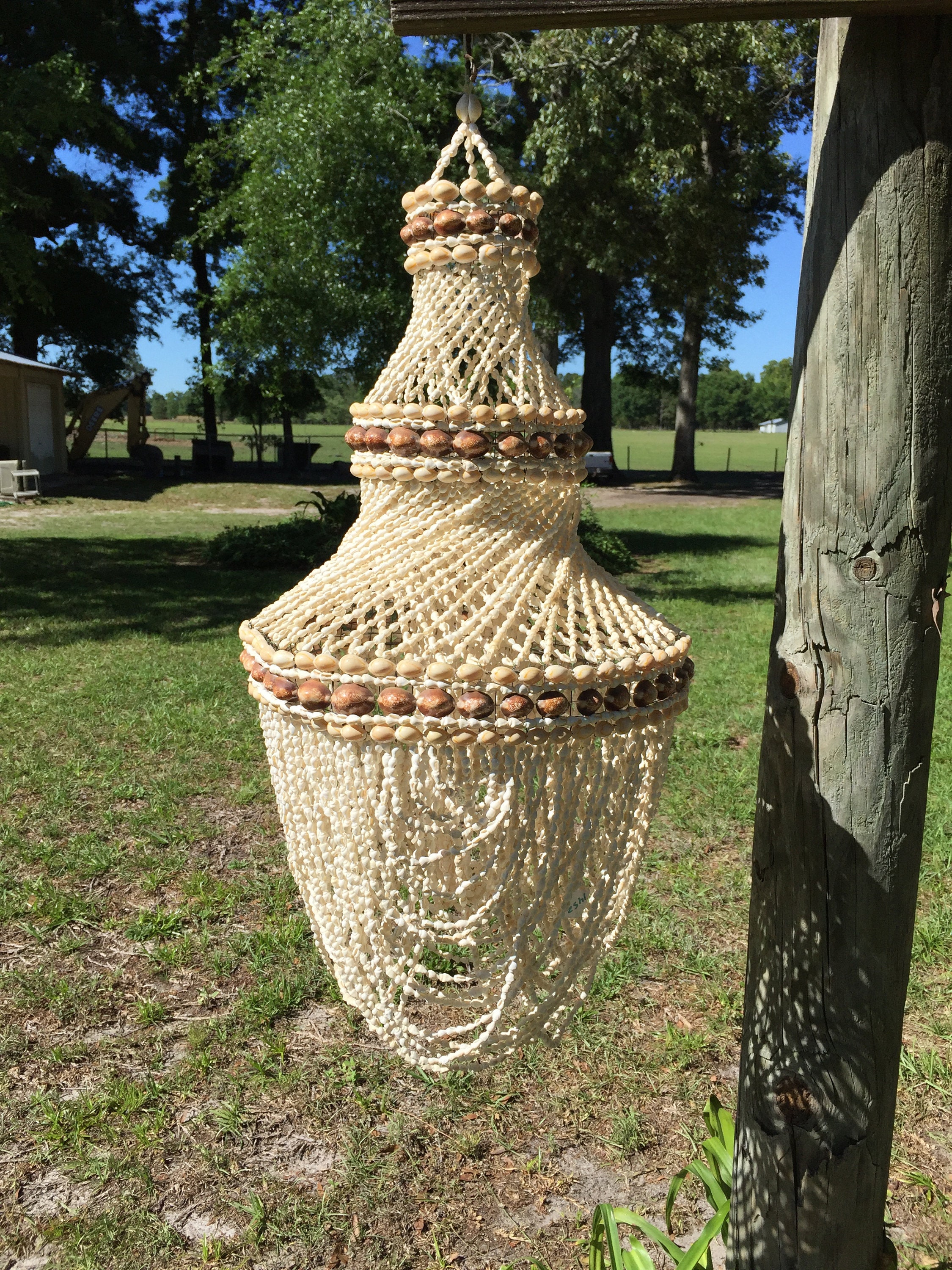 Shell wall hanging macramé seashell art 1960-70 boho | Etsy