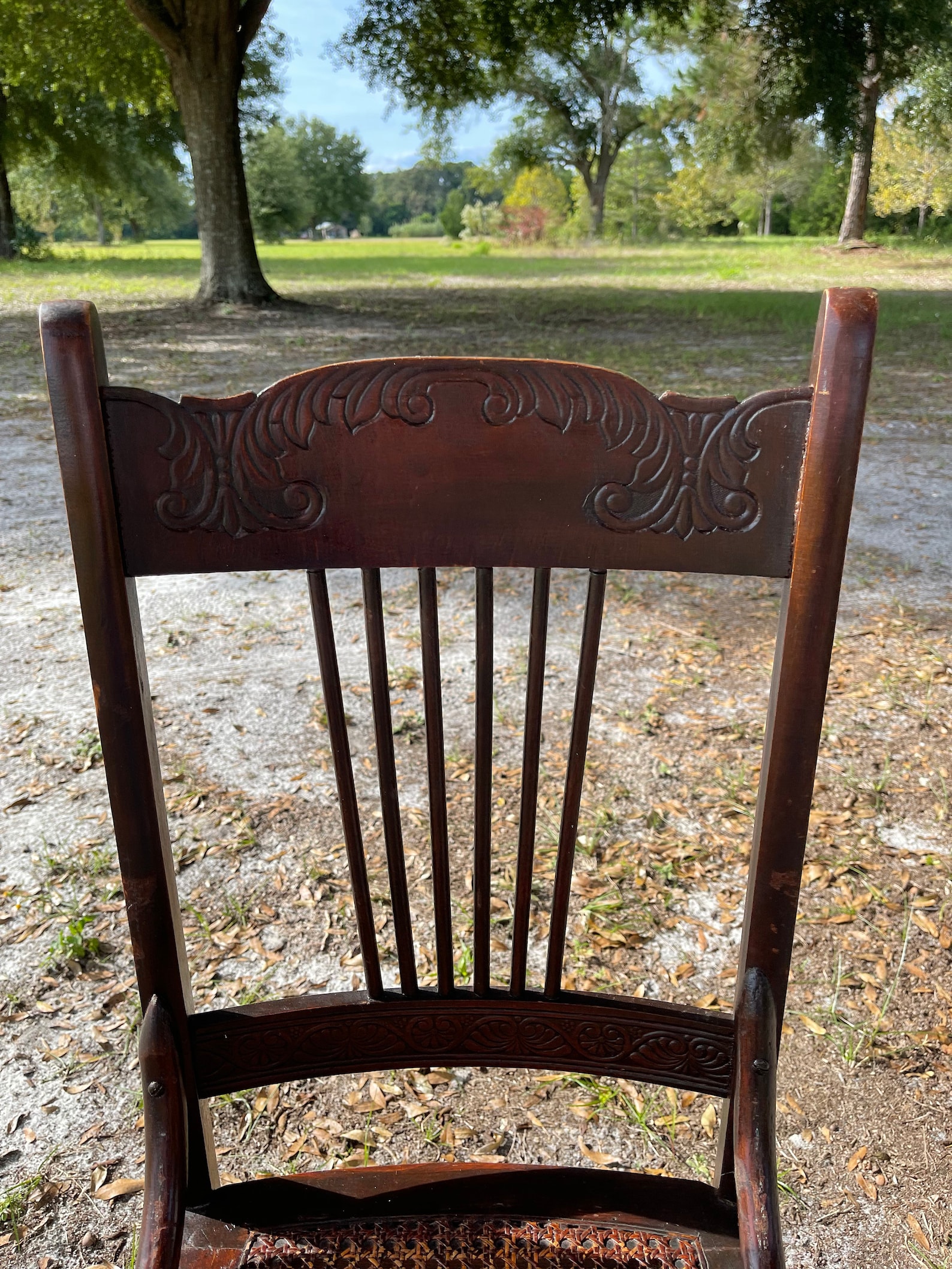Press Back Chair, Antique Wood Chair, Antique Furniture, Dark Wood Cane ...