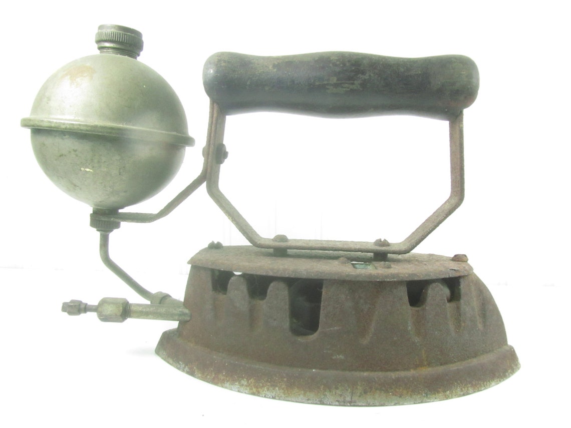 Antique Steam Iron, Wood Handle Iron, Sad Iron, Primitive Iron ...