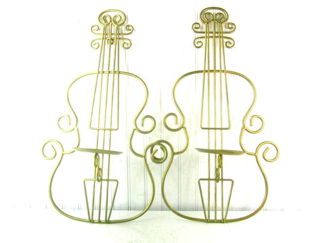 SHABBY CHIC DECOR, Metal Guitar Candle Holder, Rustic Candle Holder ...