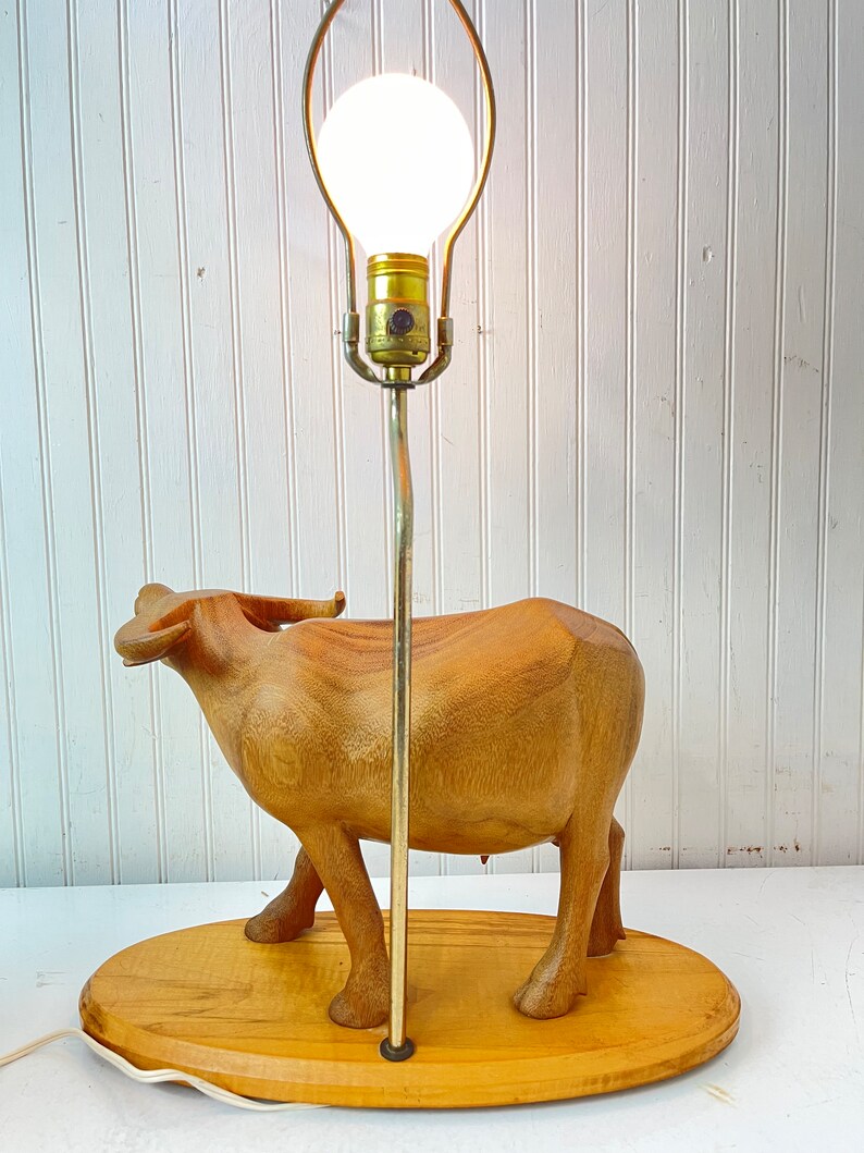 Vintage Lamp, Water Buffalo Lamp, Table Lamp, Animal Lamp, Lighting ...