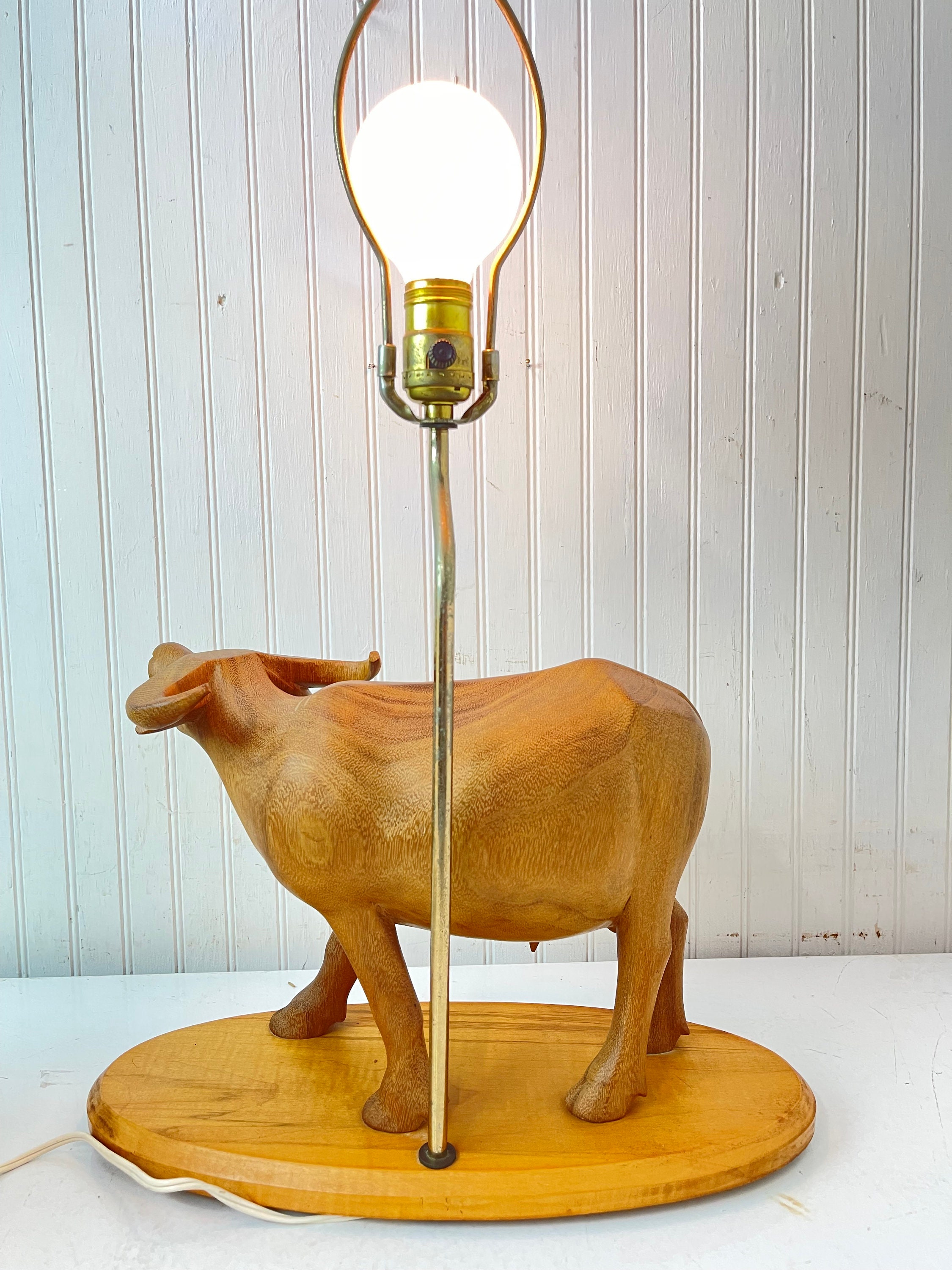 Vintage Lamp, Water Buffalo Lamp, Table Lamp, Animal Lamp, Lighting ...