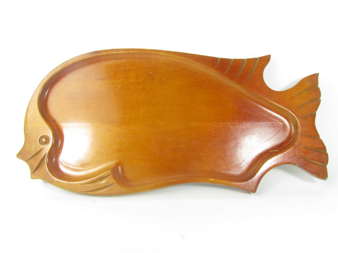 Mid Century Decor, Fish Tray, Modern Wood Tray, Wood Fish, Serving Tray ...