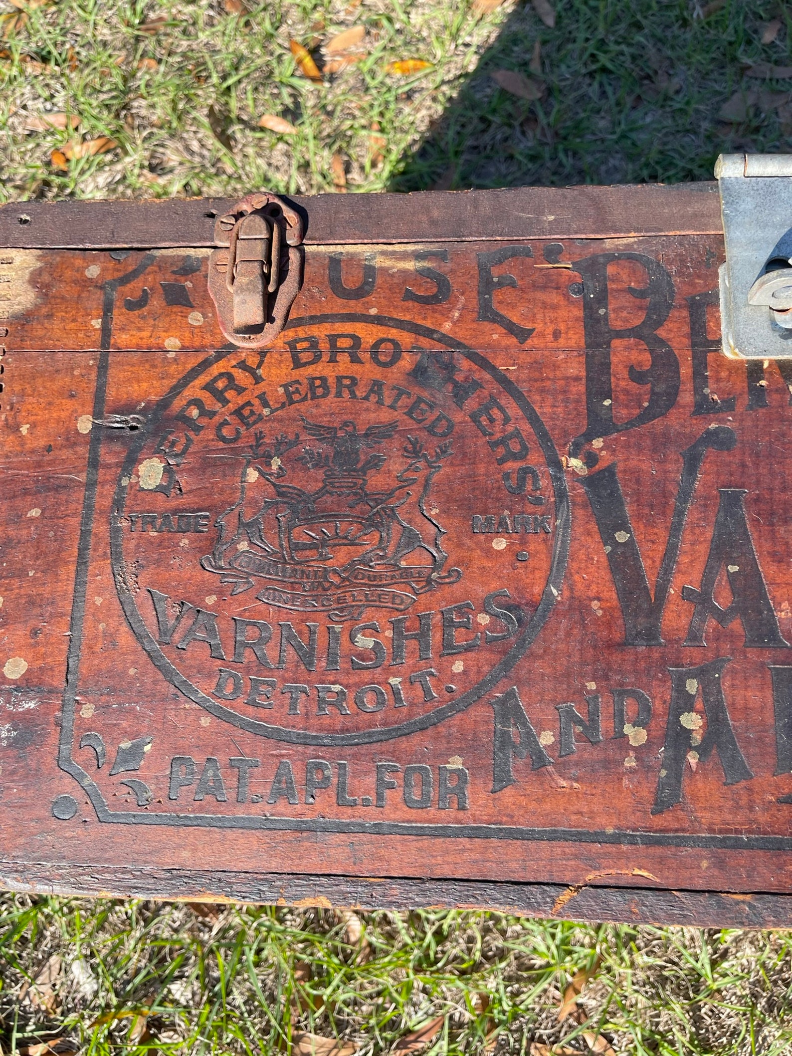Antique Wood Box, Berry Brothers Varnish Crate, Industrial Box, Rustic ...