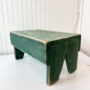 Vintage Wood Stool, Foot Stool, Step Stool, Green Stool, Mud Room ...