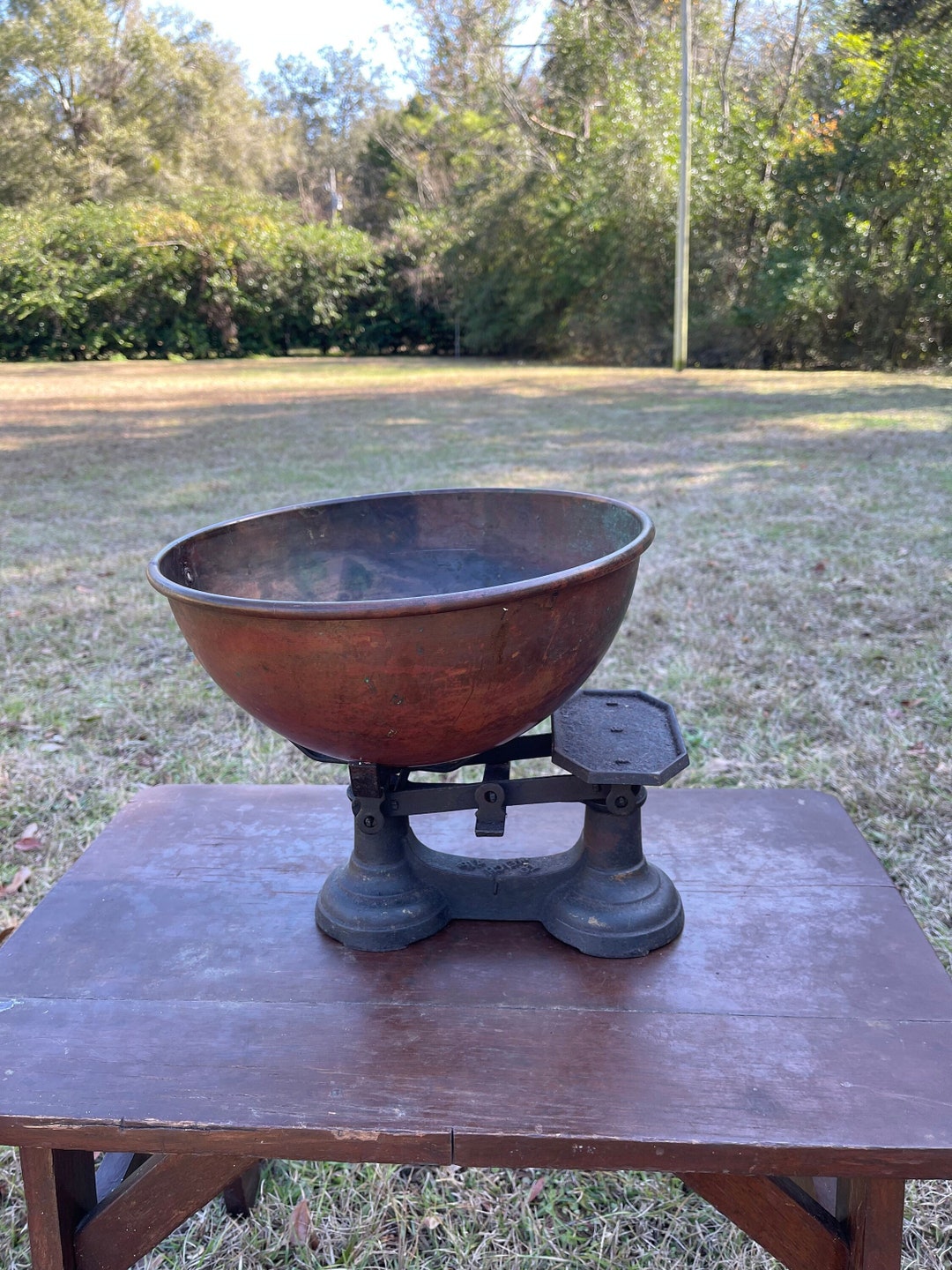 Antique Scale, Cast Iron Scale, General Store Scale, Copper Bowl, Brass ...