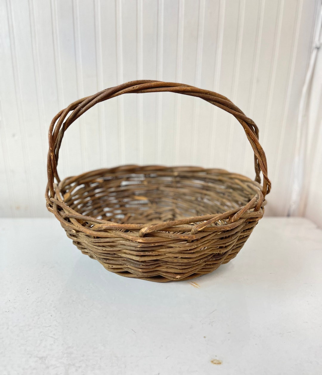 Vintage Basket, Wicker Basket, Shabby Chic Decor, Antique Basket ...