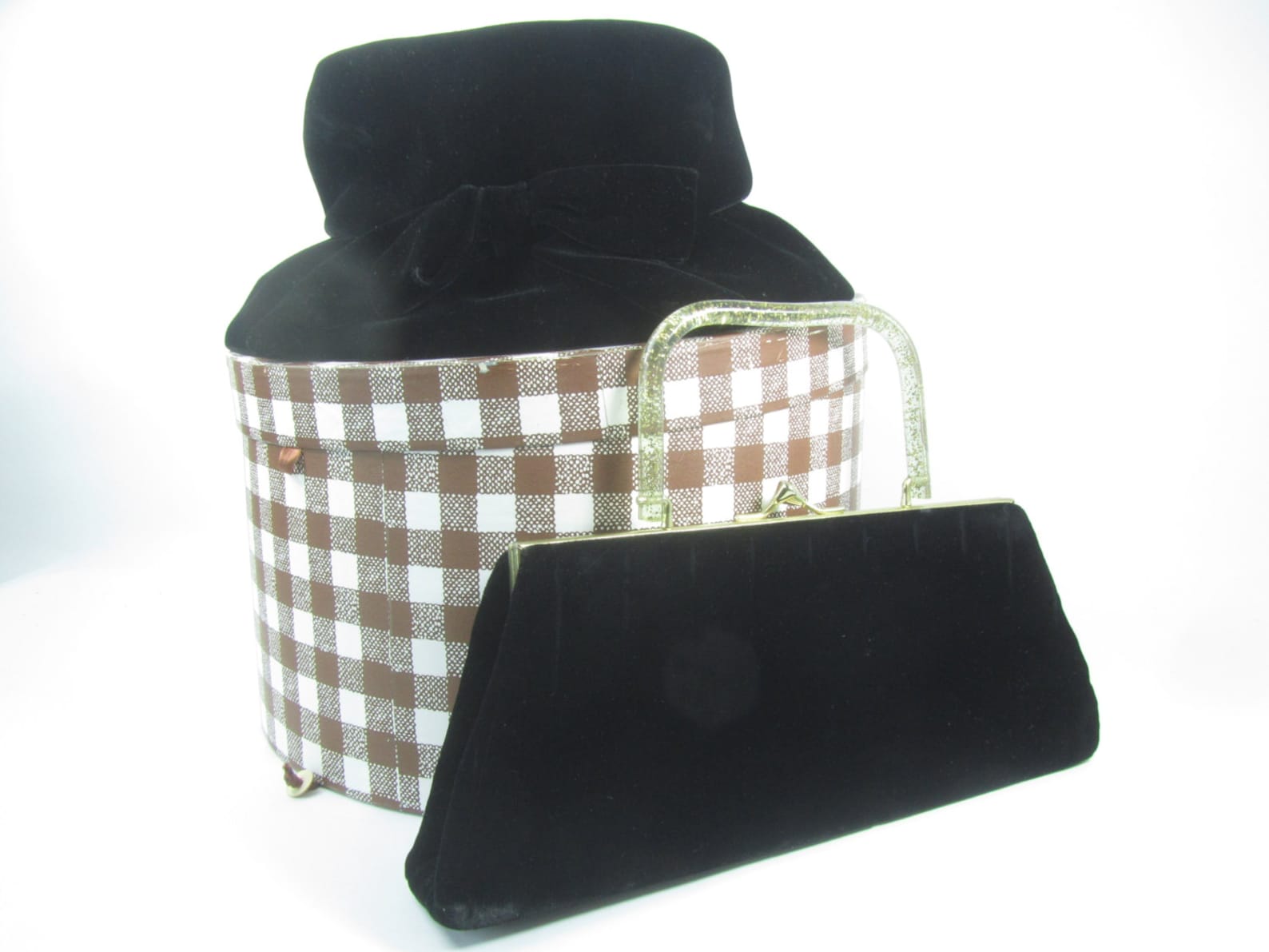 Vintage Hat and Purse, Black Velvet Hat and Purse, Designer Hat and ...