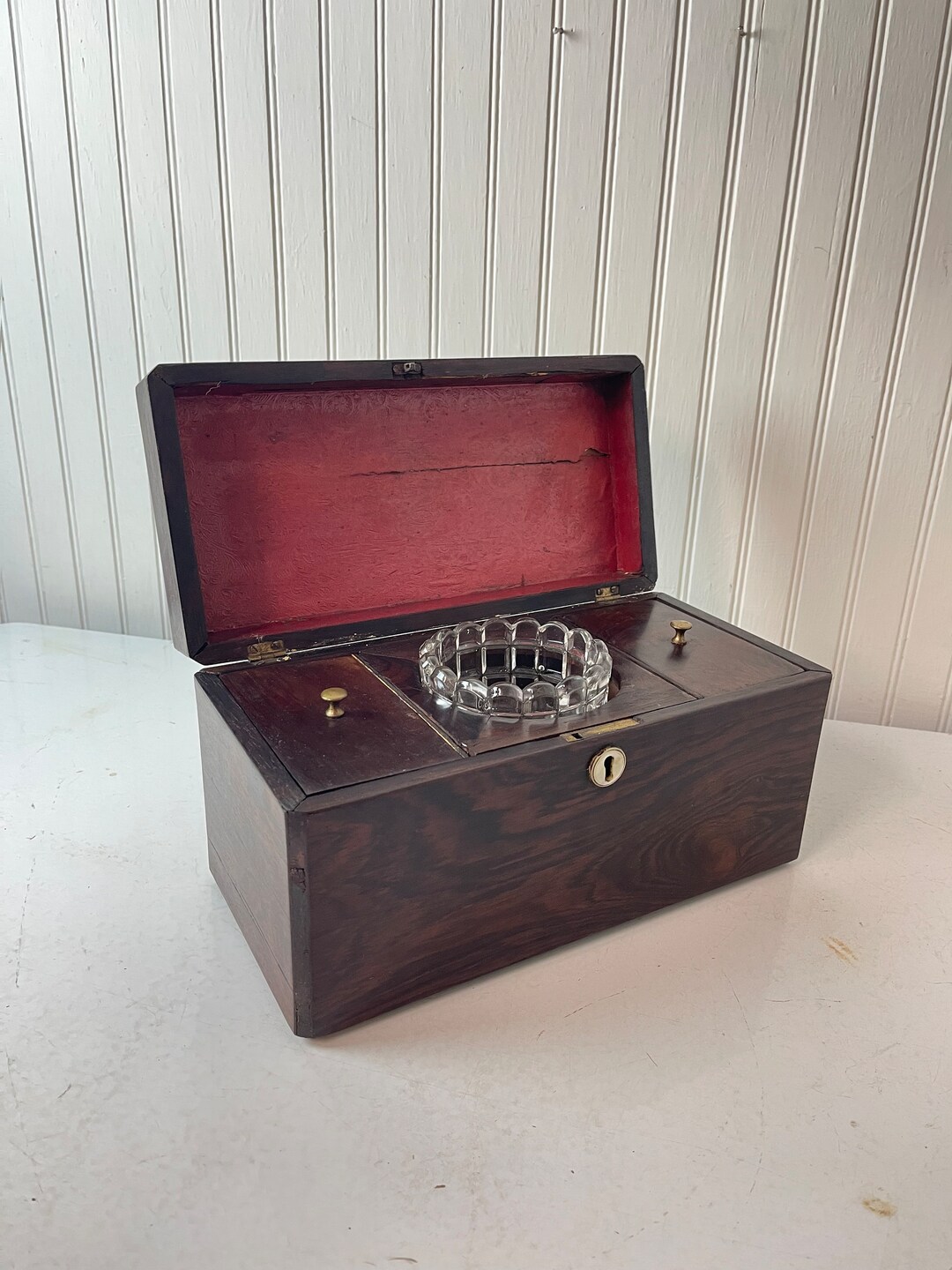 Vintage Wood Box, Tea Caddy, Tea Box, Antique Keepsake Box, Ornate Box ...